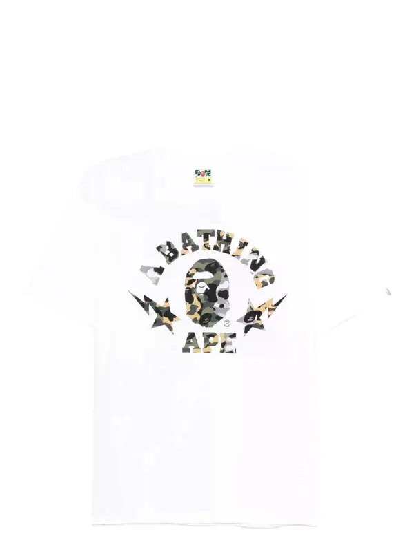 A BATHING APE 1st Camo Crazy Sta College Tee - White
