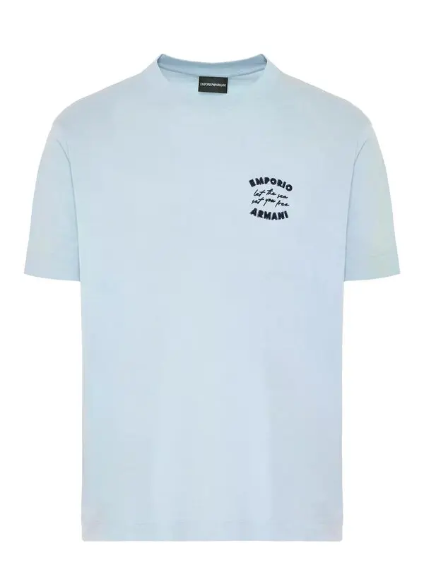 Emporio Armani Logo-embroidered T-shirt - Blue