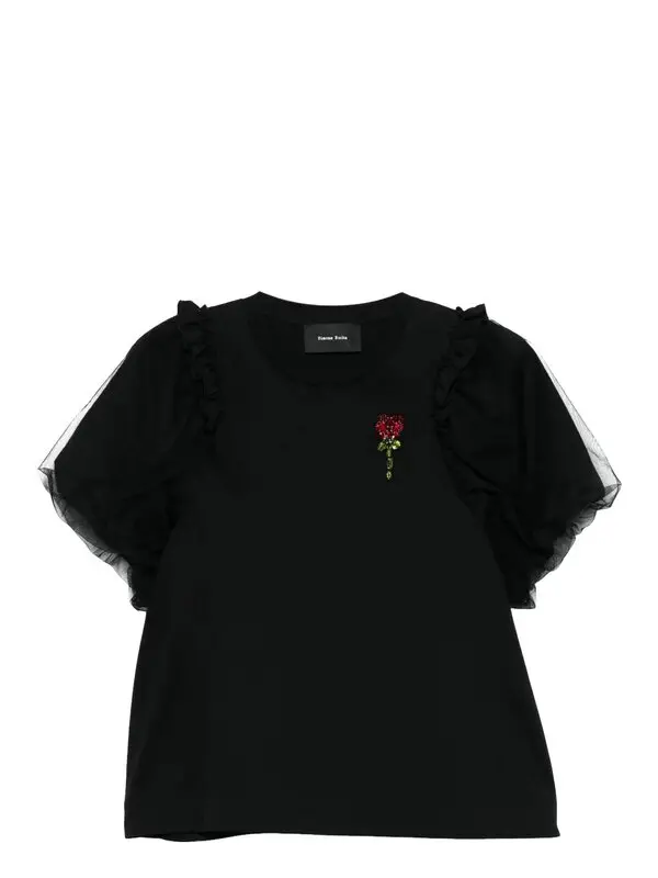 Simone Rocha Flower-embellished T-shirt - Black