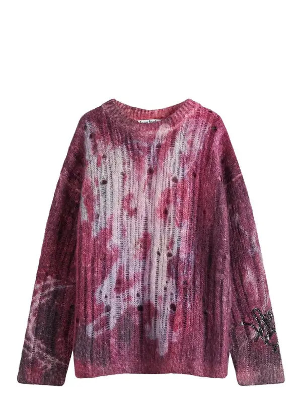 Acne Studios Distressed Mohair Crew Neck Knit - Dark Purple