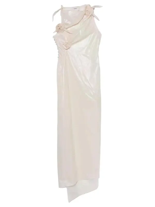 Coperni Floral-appliqué Asymmetric Gown - Neutrals