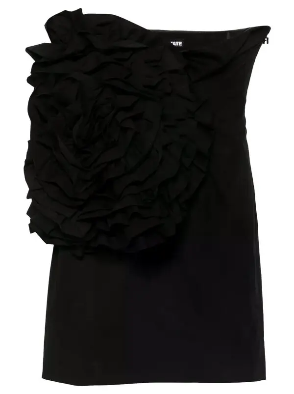 ROTATE BY BIRGER CHRISTENSEN Floral-appliqué Mini Dress - Black