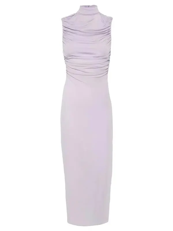 Magda Butrym Mock-neck Ruched Midi Dress - Purple