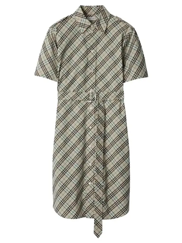 Burberry Check Shirt Dress - Neutrals
