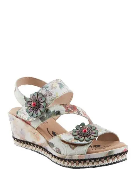 SPRING STEP SHOES Slingback Platform Wedge Sandals - Ice Multi