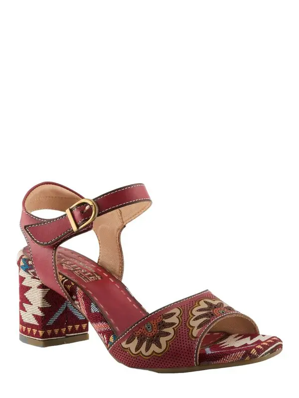 SPRING STEP SHOES Ankle Strap Sandals - Red Multi