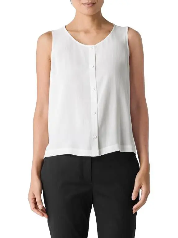 Eileen Fisher Button-front Silk Vest - Ivory