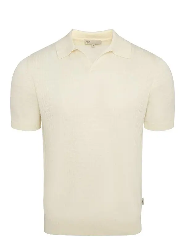 Onia Linen Johnny Collar Polo Sweater - Egret