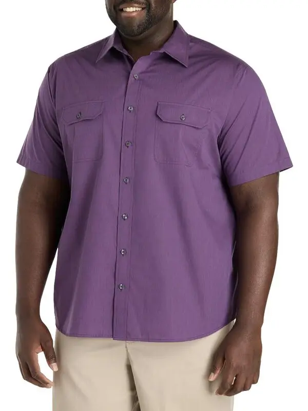 SYNRGY BY DXL Big & Tall Double-pocket Sport Shirt - Purple Multi