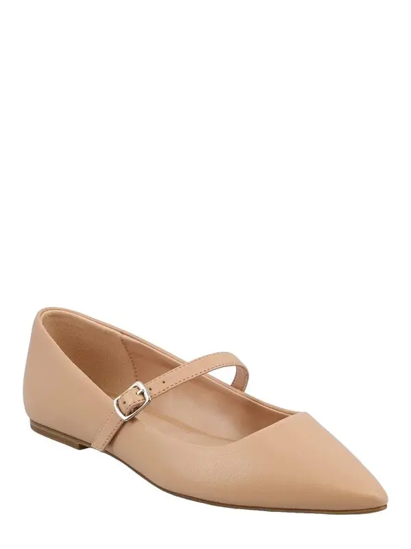Mia Aviba Mary Jane Pointed Toe Flat - Beige