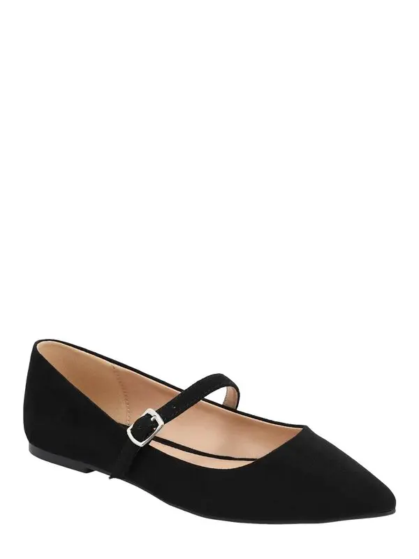 Mia Aviba Mary Jane Pointed Toe Flat - Black