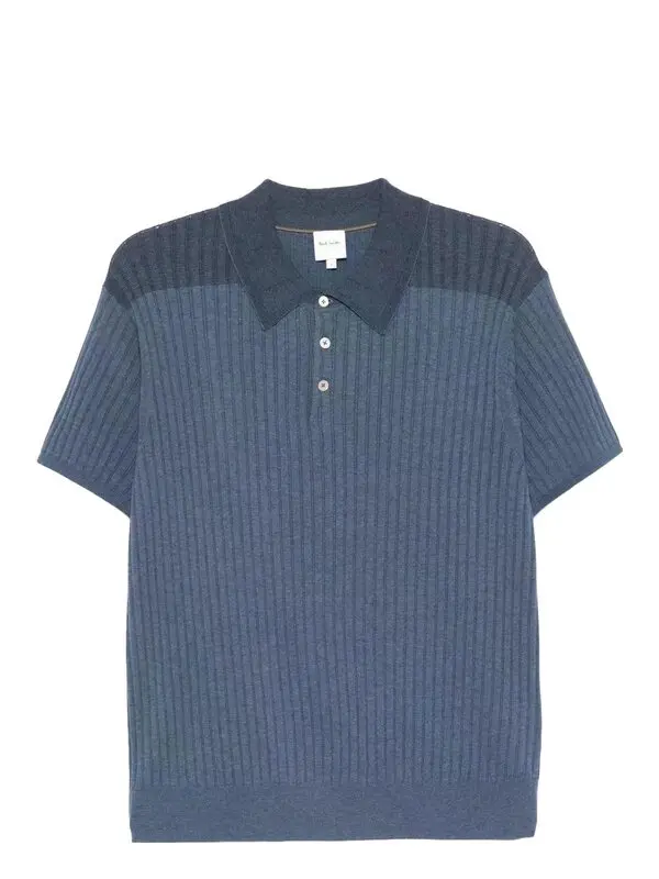 Paul Smith Ribbed-knit Polo Shirt - Blue