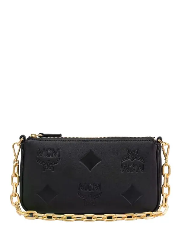 Mcm Logo-debossed Shoulder Bag - Black