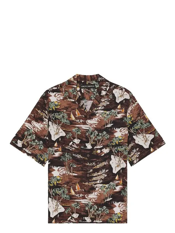 WACKO MARIA Hawaiian Short Sleeve Shirt In Brown - Dark Brown