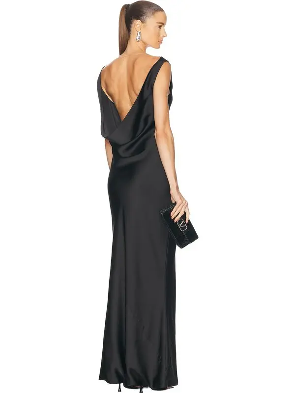 Norma Kamali Sleeveless Low Back Drape Gown - Black