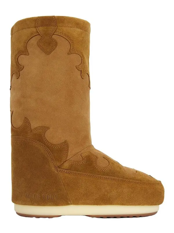 Moon Boot Icon Suede Embroidery Boots - Cognac