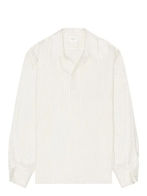 Saint Laurent Long Sleeve Shirt In White - Craie Noir