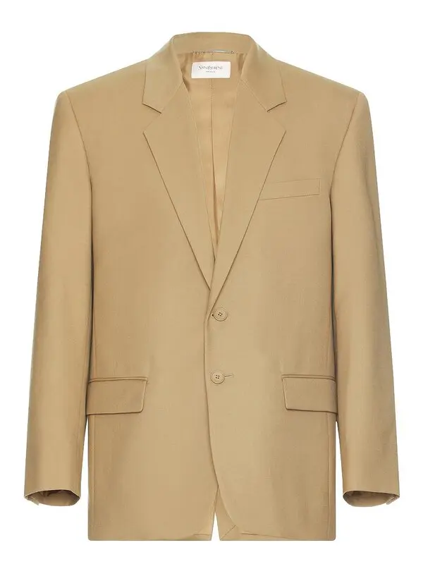 Saint Laurent Yves Blazer In Beige - Gingembre