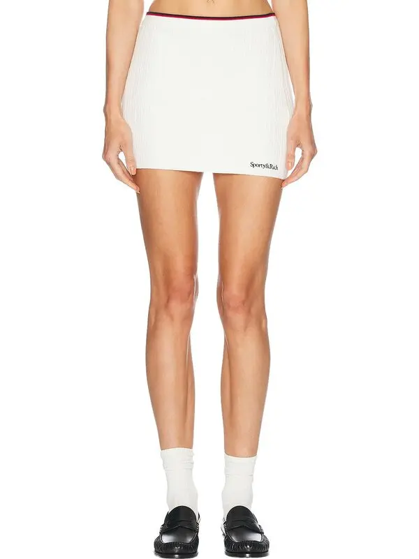 SPORTY & RICH Serif Logo Mini Cable Skirt - Off White
