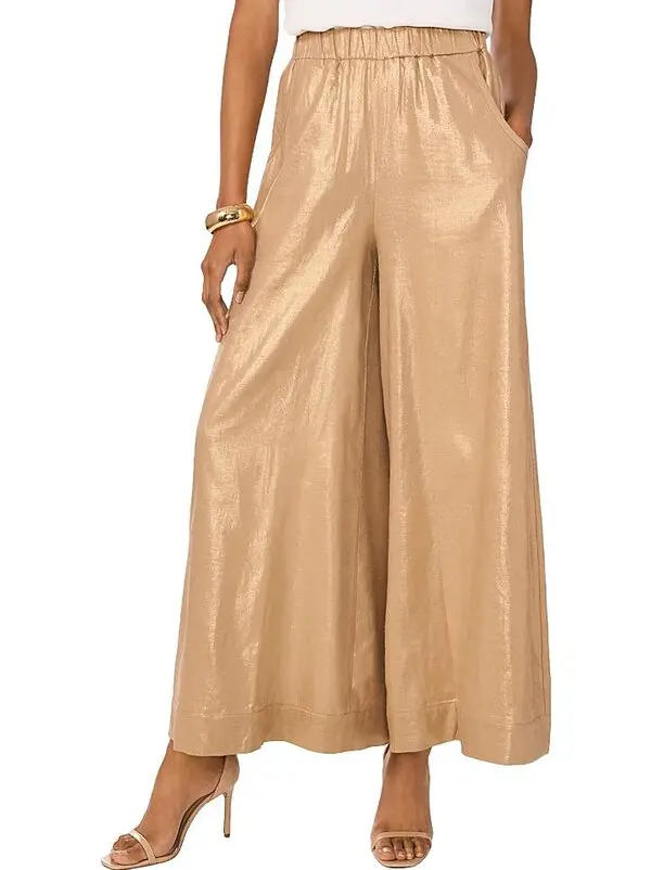 Vince Camuto Metallic Wide-leg Pants - Gold