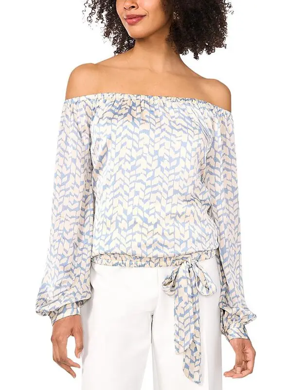 Vince Camuto Off-the-shoulder Long Sleeve Top - Lake Breeze