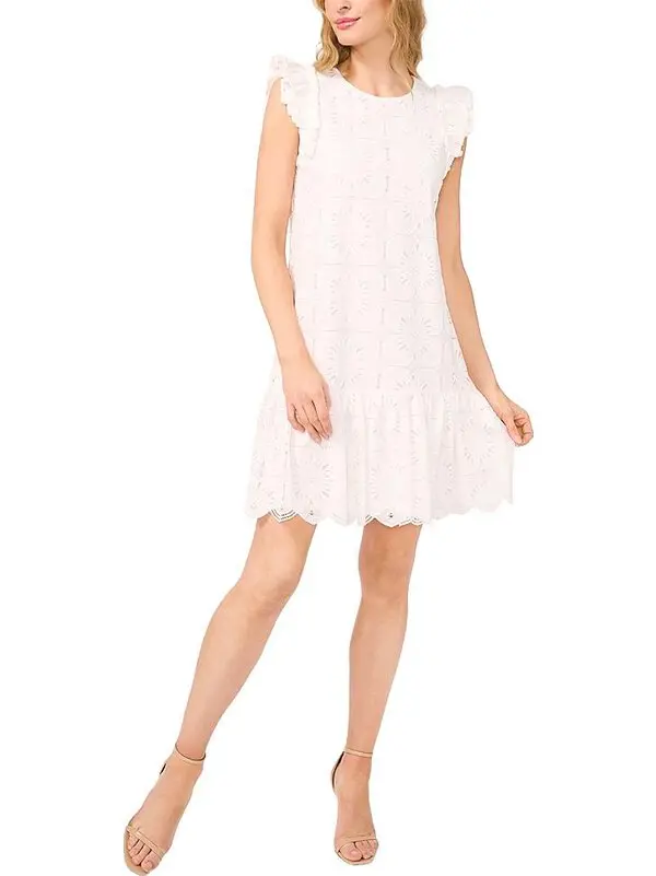 CECE DUPRAZ Ruffle Sleeve Dress - Ultra White