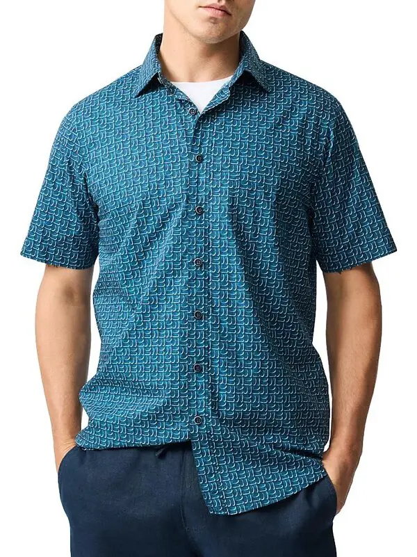 Rodd & Gunn Keystone Printed Short Sleeve Shirt - Night