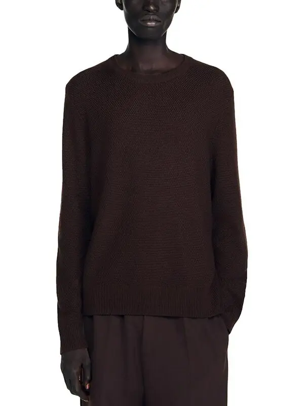 Sandro Textured Crewneck Pullover - Chocolate