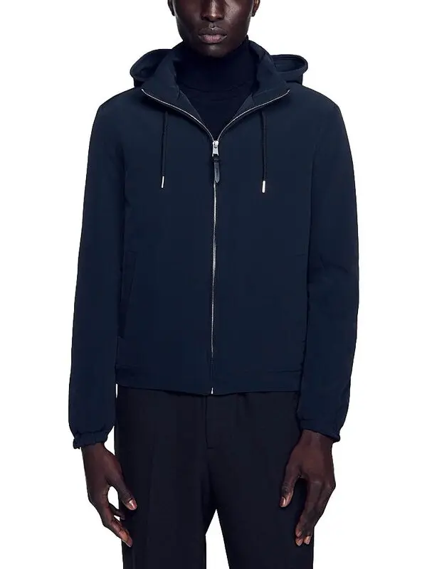 Sandro Zip Hooded Jacket - Navy Blue