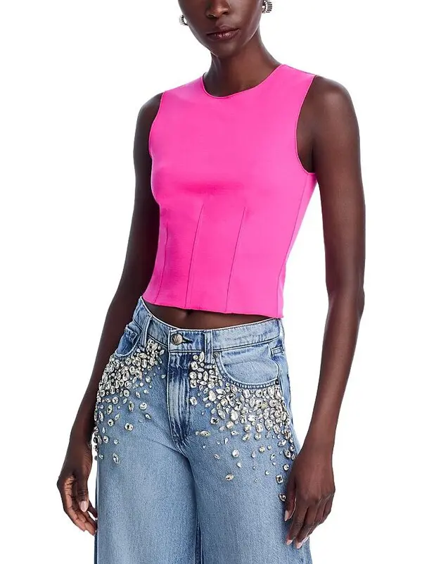 Aqua Ponte Top - Hot Pink