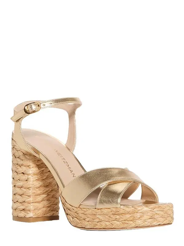 STUART WEITZMAN Dayna Espadrille Platform Sandals - Golden/natural