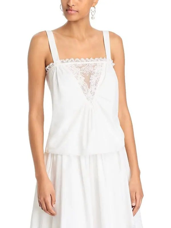 Aqua Lace Inset Tank Top - White