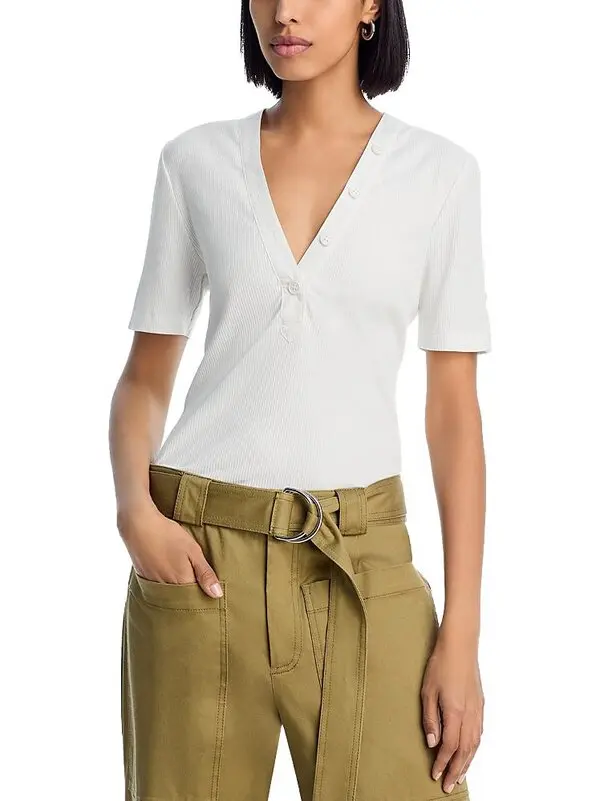 Derek Lam 10 Crosby Adrian Ribbed Tee - Off White