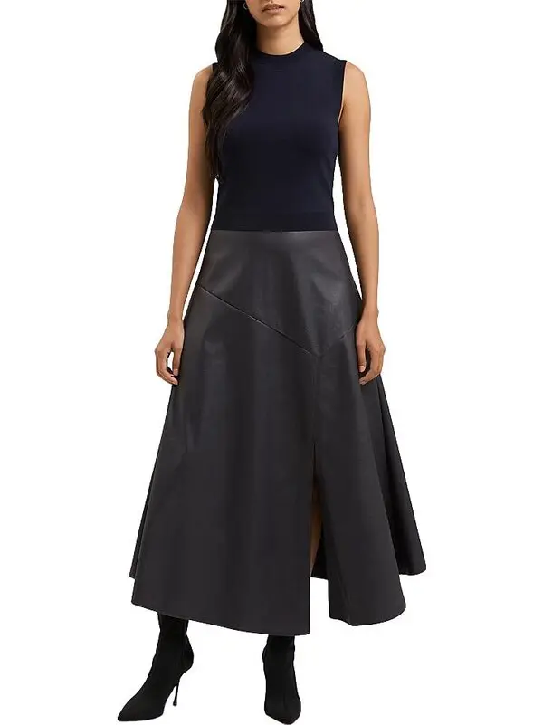 Ted Baker London Mixed Media Midi Dress - Navy