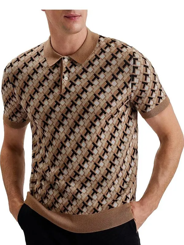 Ted Baker London Textured Jacquard Polo Shirt - Brown