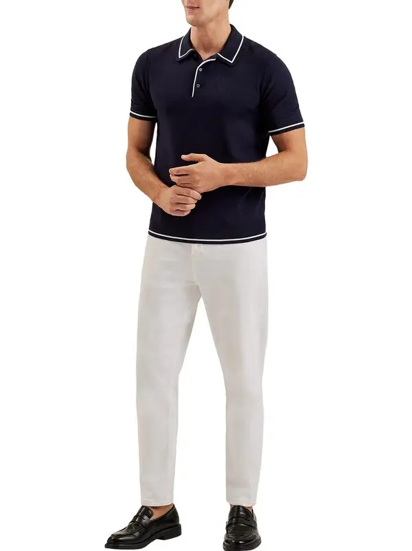 Ted Baker London Dunow Pointelle Polo Shirt - Navy