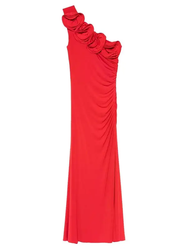 NISSA Floral-appliqué Maxi Dress - Red