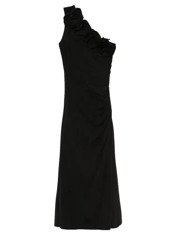 NISSA Floral-appliqué Maxi Dress - Black