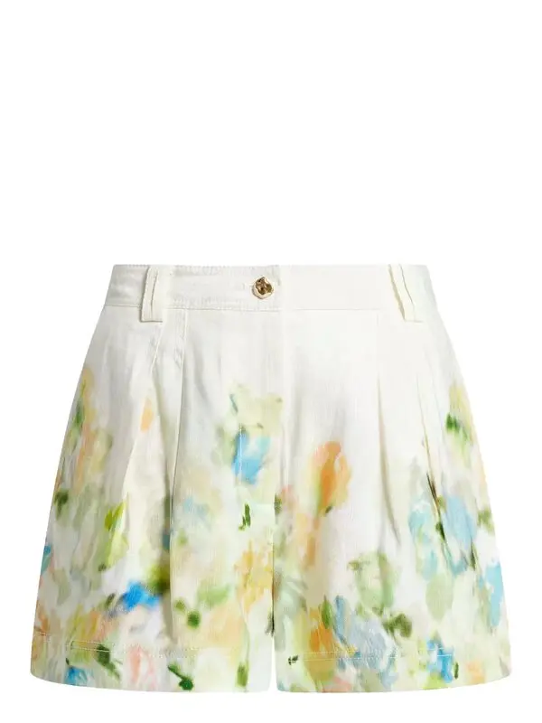 Aje Linen-blend Floral Print Shorts - White