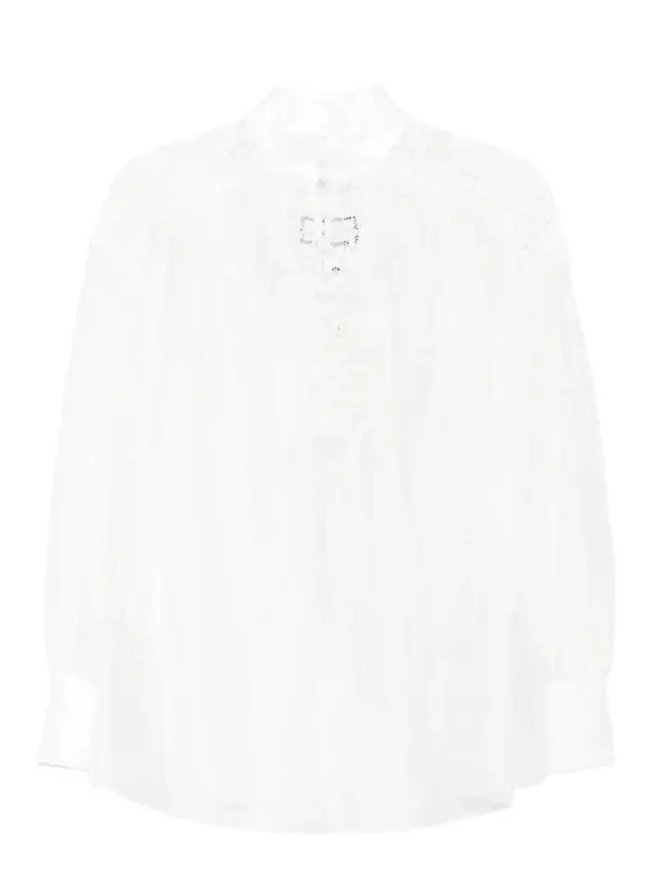 NISSA Lace-detailed Blouse - White