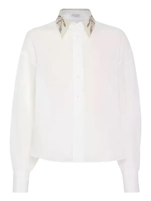 Brunello Cucinelli Flora Embroidered Shirt - White