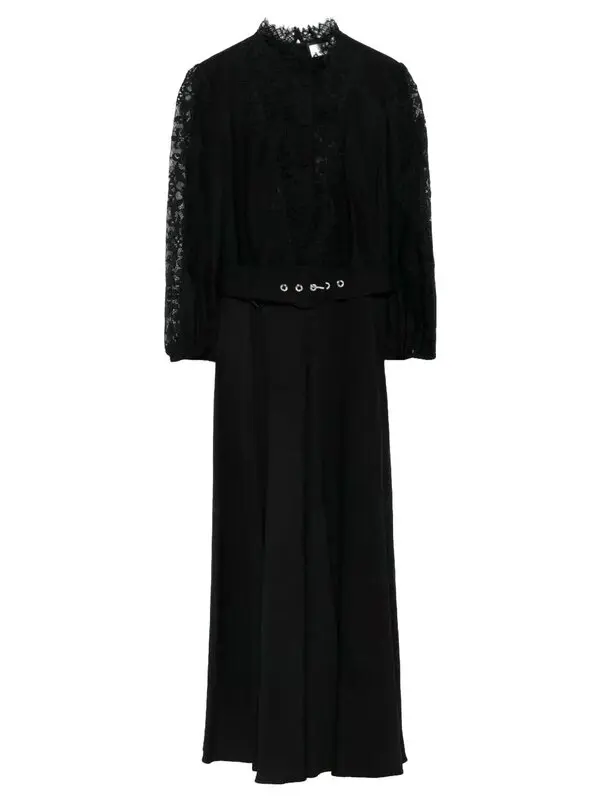 NISSA Lace-detailed Midi Dress - Black