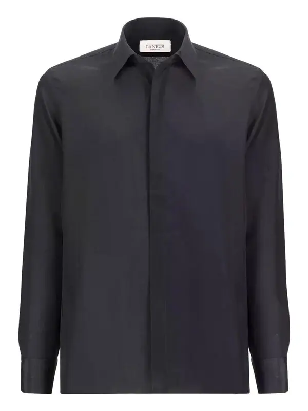 LANEUS Crepe De Chine Shirt - Black