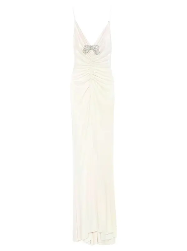 NISSA Bow-detailed Maxi Dress - Neutrals