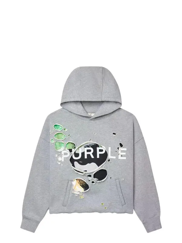 PURPLE BRAND Wordmark Cut Out Hoodie - Grey