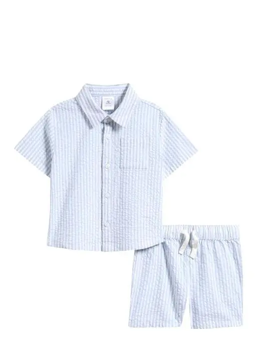 Nordstrom Seersucker Shirt And Shorts Set - Blue Fog Stripe