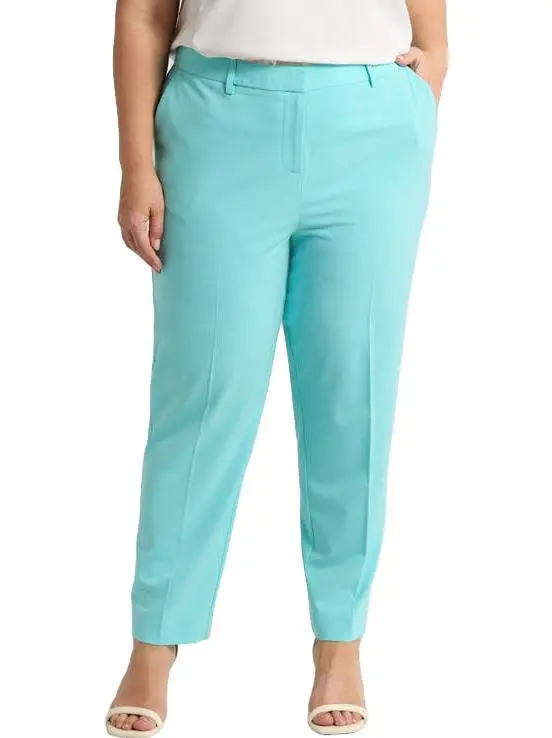 TAHARI ASL Classic Straight Leg Trousers - Turquoise