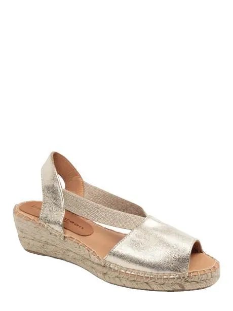 PATRICIA GREEN Gracie Espadrille Wedge Sandal - Gold Leather