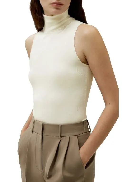 Lilysilk Minimalist Sleeveless Silk-nylon Turtleneck Top - White