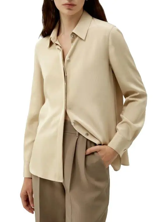 Lilysilk Graceful Button-up Silk Blouse - Dune